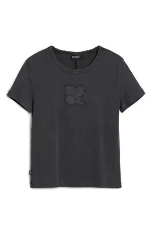 Desigual Logo Patch Stretch Cotton T-shirt