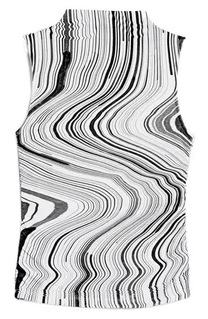 Desigual Distorted Stripe Mock Neck Tank