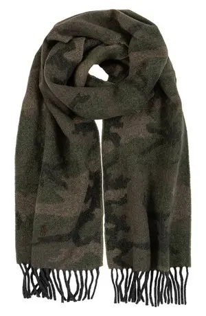 Ralph Lauren Camouflage Jacquard Recycled Wool Blend Scarf - Olive Camo/brown Pp