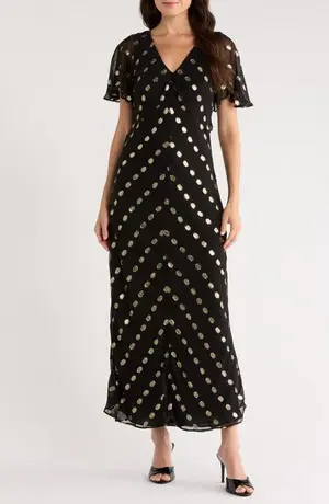 Halogen Metallic Dot Tie Back Maxi Dress
