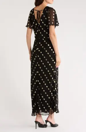 Halogen Metallic Dot Tie Back Maxi Dress