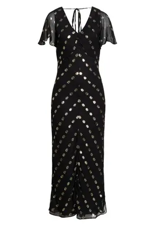 Halogen Metallic Dot Tie Back Maxi Dress