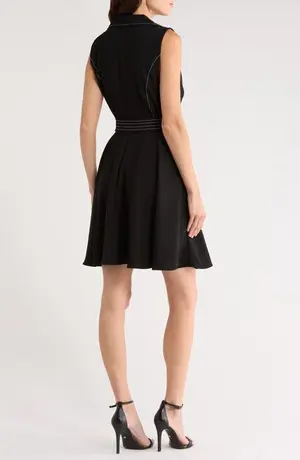 Halogen Topstitch Detail Sleeveless Dress - Rich Black