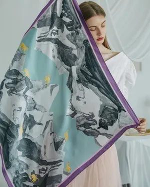 LOST PATTERN Himalaya" Large Silk Scarf