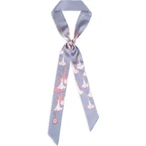LOST PATTERN Datura" Silk Skinny Scarf - Slate Blue