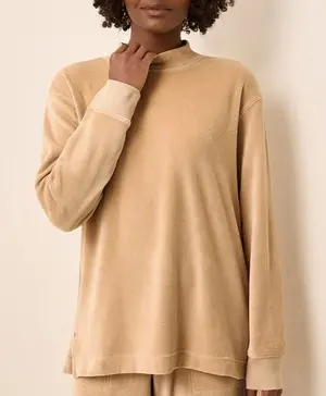 PACT Organic Cotton Pure Velour Cozy Pullover - Sesame