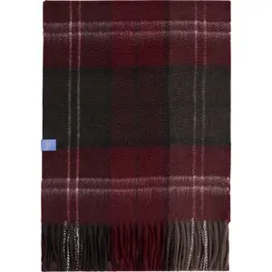 LOST PATTERN Plaid" Cashmere Scarf - Dark Red