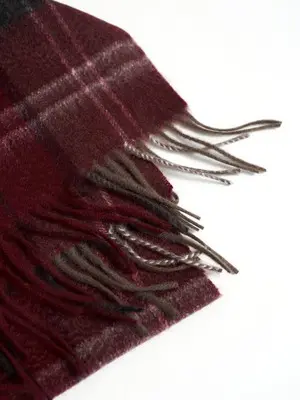 LOST PATTERN Plaid" Cashmere Scarf - Dark Red