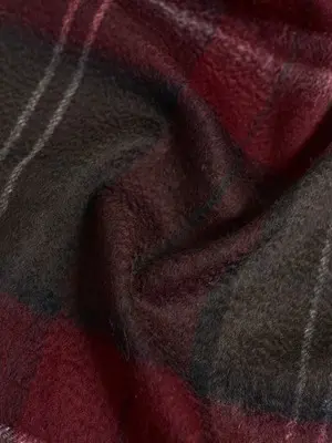 LOST PATTERN Plaid" Cashmere Scarf - Dark Red