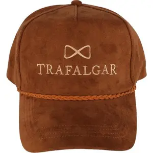 Trafalgar Faux Suede 5-panel Cap With Braided Rope - Cognac