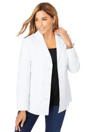 JESSICA LONDON Leather Blazer White