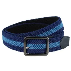 Trafalgar Arturo Braided Reversible Belt - Black/blue Stripes