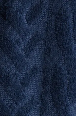 Majestic International Textured Cotton Terry Cloth Hooded Robe - Navy