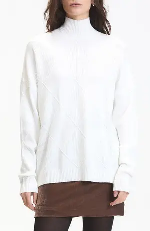 Deluc Textured Mock Neck Sweater - Ecru