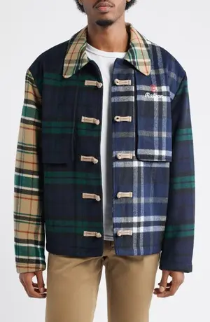 MALBON X Clot Plaid Patchwork Wool Blend Flannel Jacket