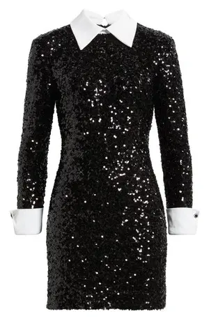 Eliza J Collared Sequin Minidress
