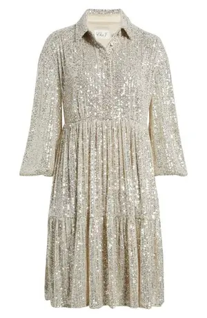 Eliza J Sequin Stripe Shirtdress