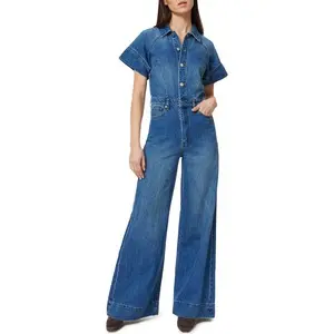 Habitual Flare Leg Denim Jumpsuit - Reef