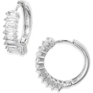CHILD OF WILD Antoinette Cubic Zirconia Huggie Hoop Earrings - Silver