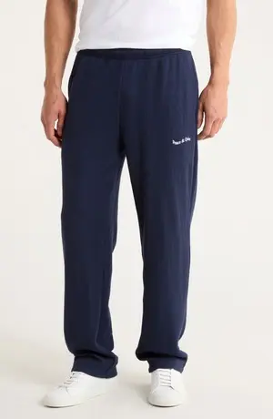 MUSEUM OF PEACE & QUIET Wordmark Waffle Knit Pants - Navy