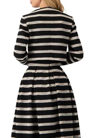 IVONNE Striped Cropped Jacket With Openwork Detailing