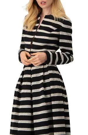 IVONNE Striped Cropped Jacket With Openwork Detailing