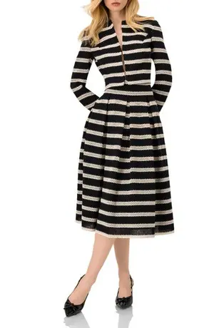 IVONNE Striped Cropped Jacket With Openwork Detailing