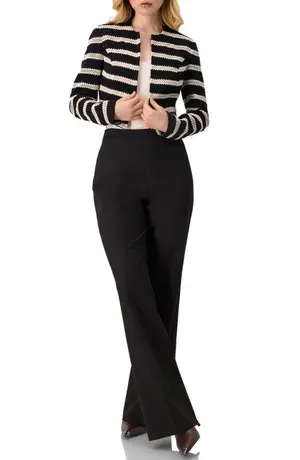 IVONNE Striped Cropped Jacket With Openwork Detailing