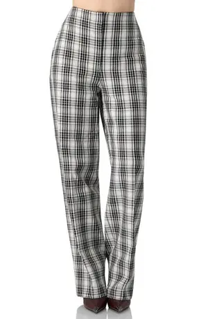 IVONNE Tailored Plaid Straight-leg Pants