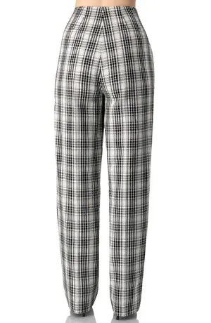 IVONNE Tailored Plaid Straight-leg Pants