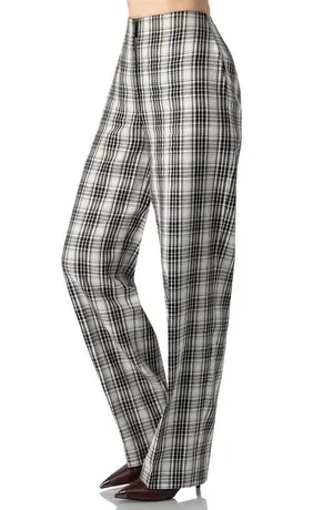 IVONNE Tailored Plaid Straight-leg Pants