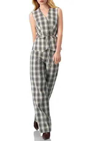 IVONNE Tailored Plaid Straight-leg Pants