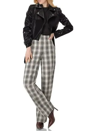 IVONNE Tailored Plaid Straight-leg Pants