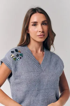 LE FAFO Embellished Sweater Vest