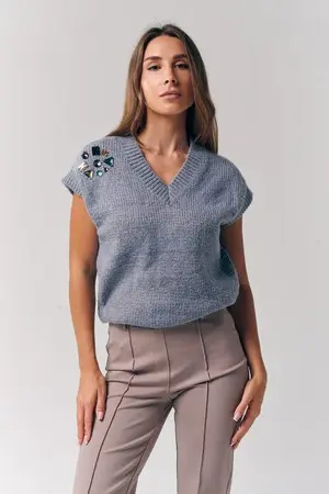 LE FAFO Embellished Sweater Vest