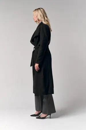 LE FAFO Draped Collar Merino Wool Wrap Coat