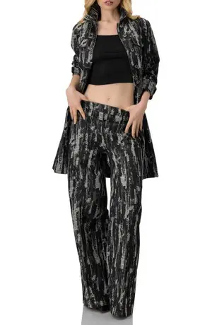 IVONNE Abstract Print Wide-leg Jeans