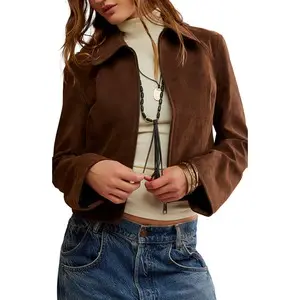 Women's Faux Suede Cropped Jackets