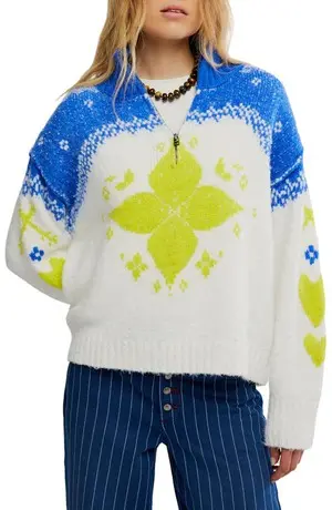 Free People Mythical Half Zip Pullover - Starbright Combo