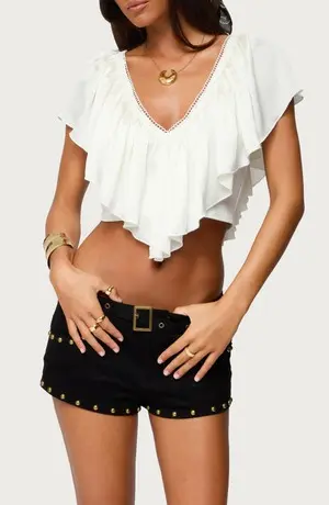 EDIKTED Ruffle Crop Top