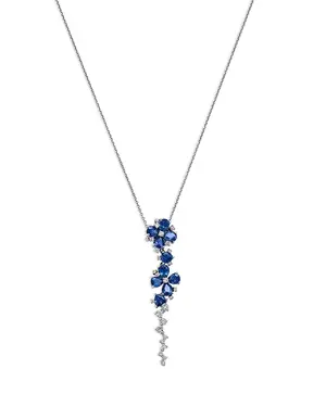 Bloomingdale'S Flower Pendant Necklace In White Gold With Sapphire And Diamond - Blue/white