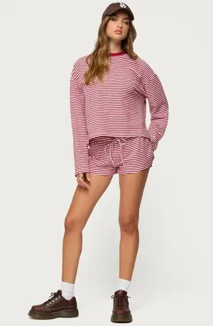 EDIKTED Striped Drawstring Shorts