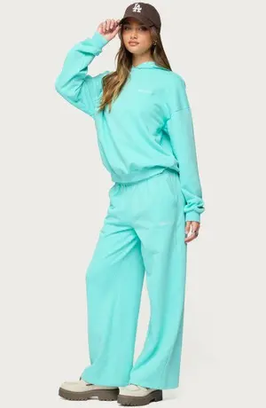 EDIKTED Logo Wide Leg Sweatpants
