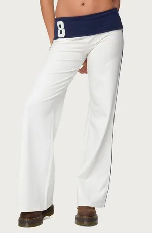 EDIKTED Contrast Foldover Wide Leg Pants