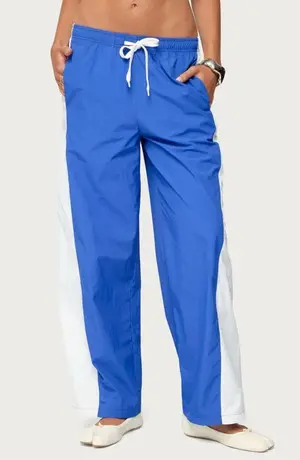 EDIKTED Jaye Contrast Panel Track Pants - Blue