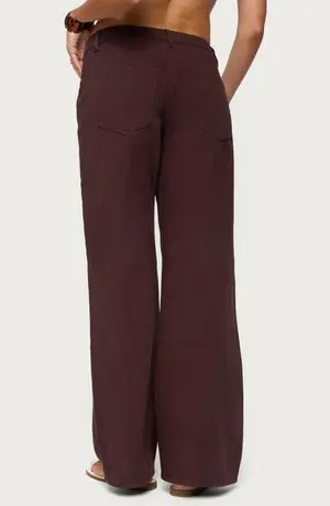 EDIKTED Roman Slouchy Low Rise Wide Leg Jeans - Brown