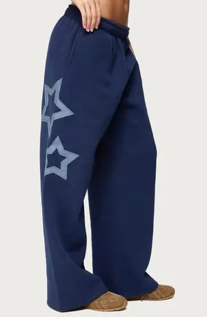 EDIKTED Starly Straight Leg Sweatpants - Navy
