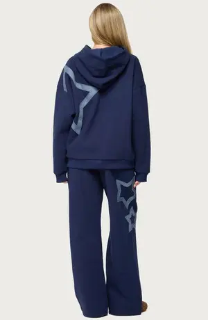 EDIKTED Starly Straight Leg Sweatpants - Navy