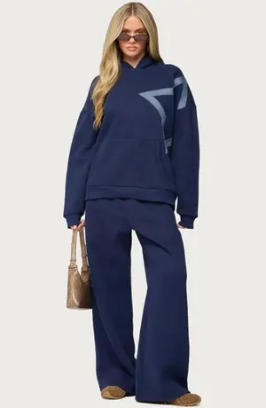EDIKTED Starly Straight Leg Sweatpants - Navy
