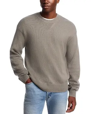 FRAME Crewneck Sweater With Suede Patches - Light Taupe